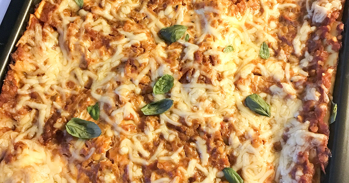 Lasagne med röda linser - Vegetariskt recept på god middag - Johans mat