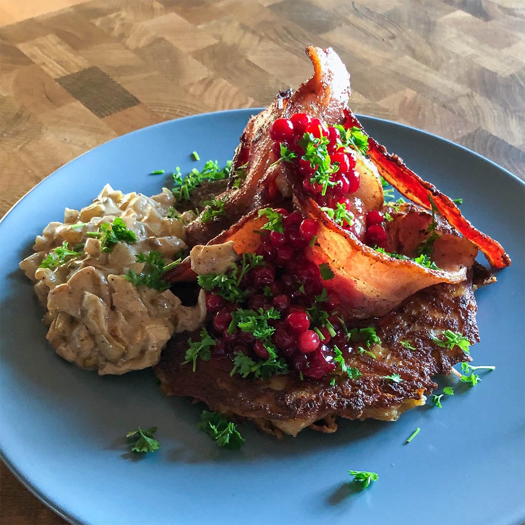 Raggmunk med fläsk och rårörda lingon - Johans mat
